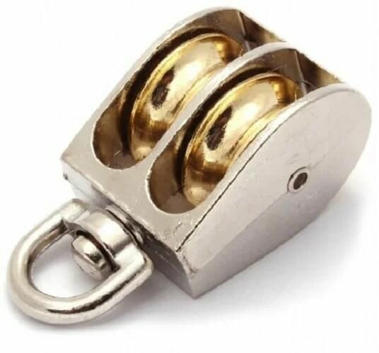 Удлинитель силовой партнер блок-ролик для троса, двойной, диаметр 20 мм, металлический шкив, троса 6 мм, оцинкованный