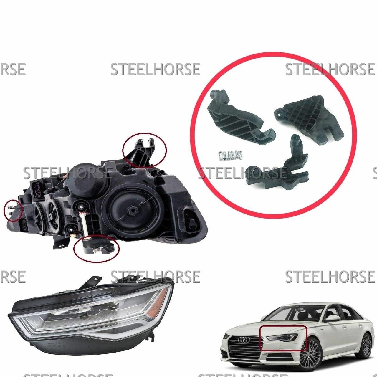 Кронштейн фары левой (к-кт) Audi A6 (C7) 2016-2018