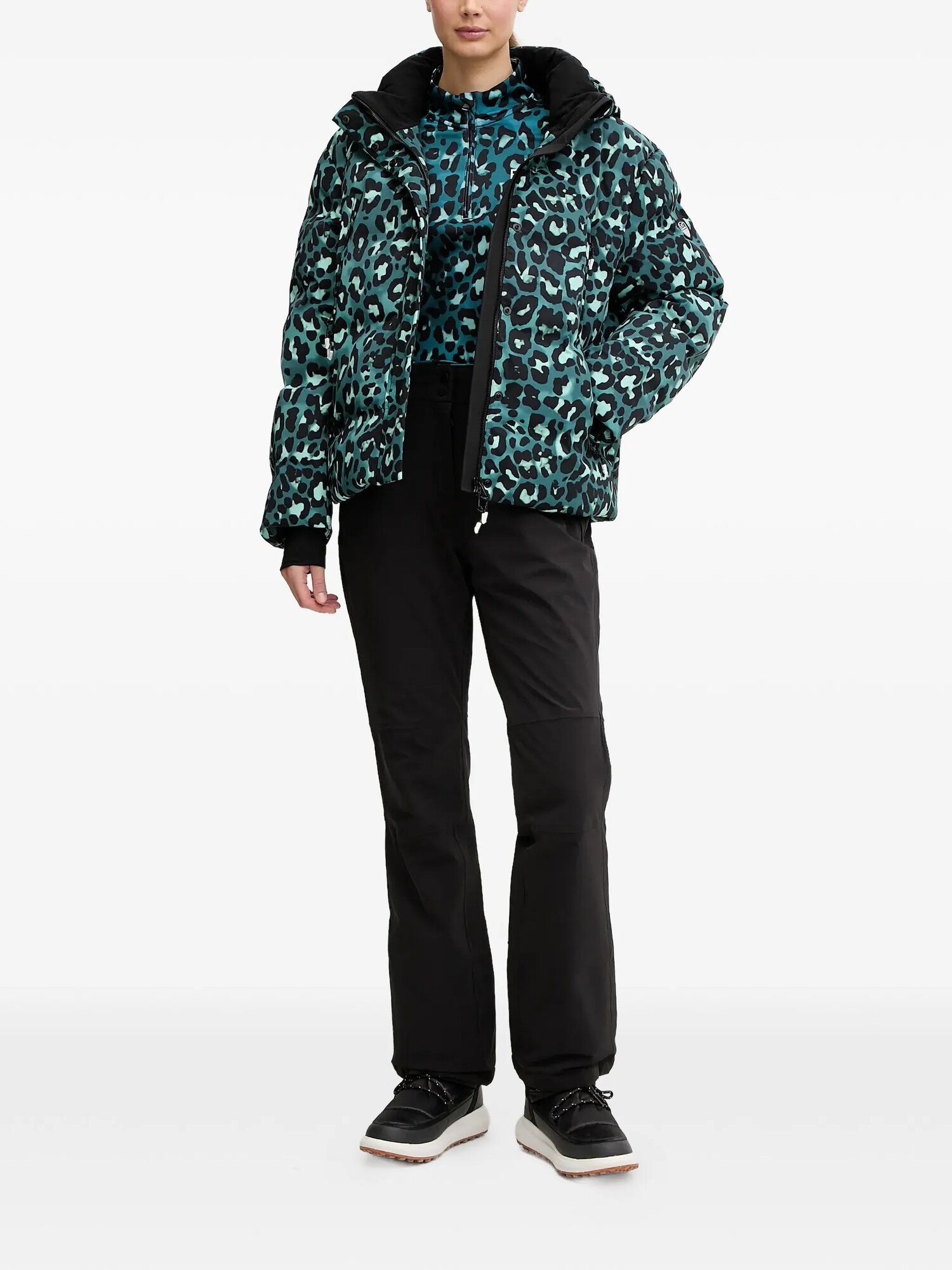 Куртка EA7 EMPORIO ARMANI Hooded leopard-print jacket, размер 40 — фото 1