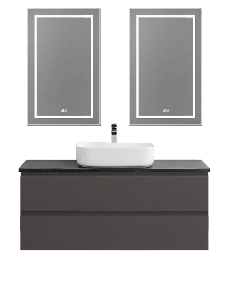 Мебель для ванной комнаты BelBagno Kraft 120 подвесная, матовая темно-серая, столешница kep-120-mno, раковина BB1304