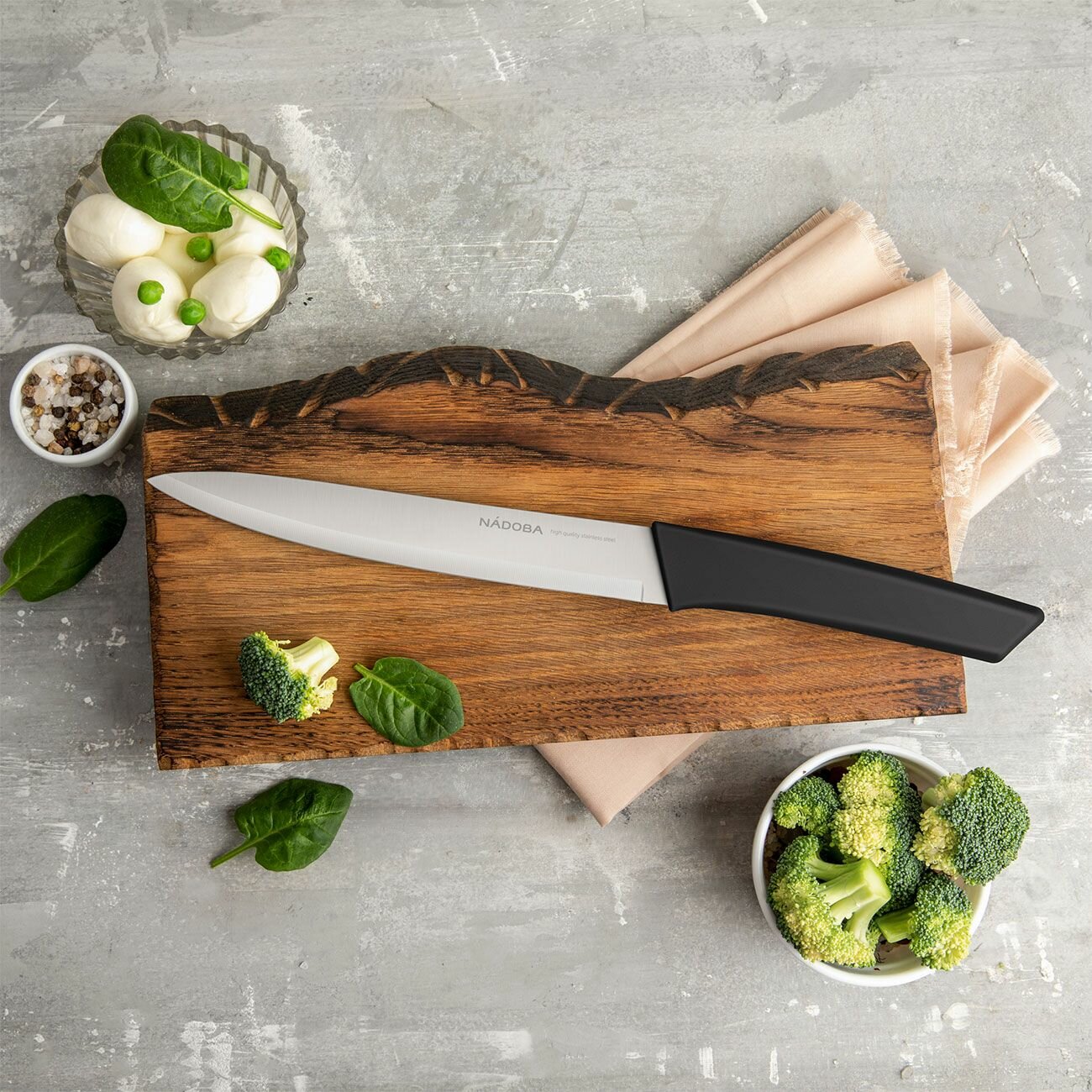 Нож разделочный NADOBA, серия NEDA, для мяса и рыбы, нержавеющая сталь, длина лезвия 19,5 см