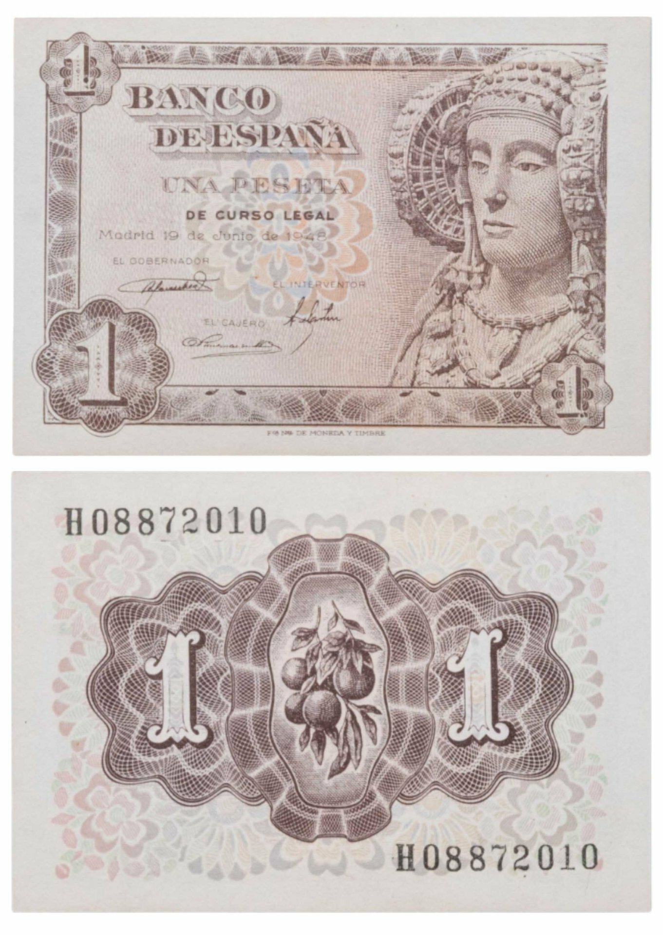 Испания 1 песета 1948 года Pick 135