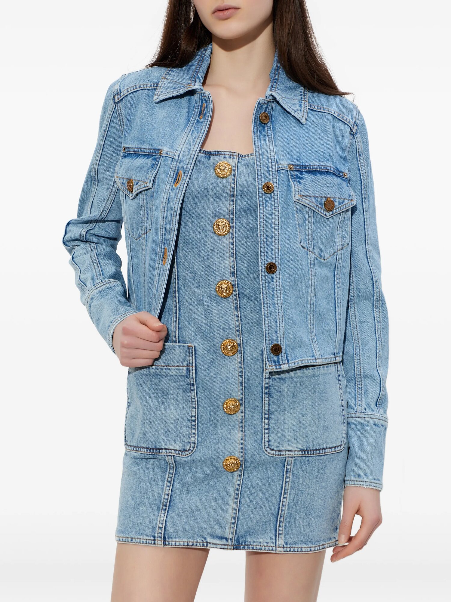 Куртка BALMAIN Buttoned denim jacket, размер 38, синий — фото 1