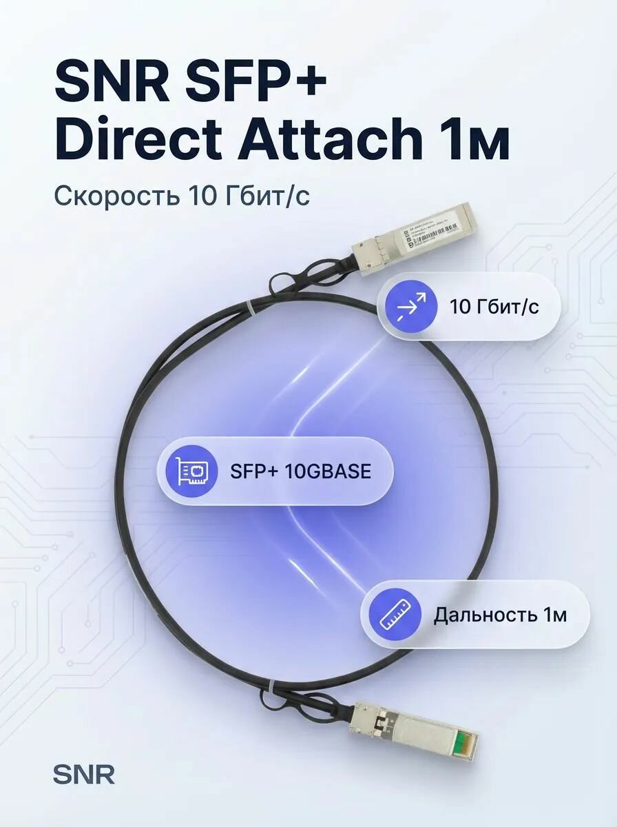 Трансивер SNR Кабель SFP+DA-1 SFP+ 10GBASE Twinax прямого подключения 1 м