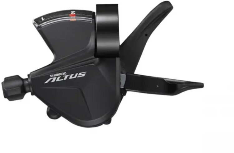 Шифтер Shimano Altus M2010, левый, 2 скорости, индикатор, 1800 мм, без упаковки. Черный