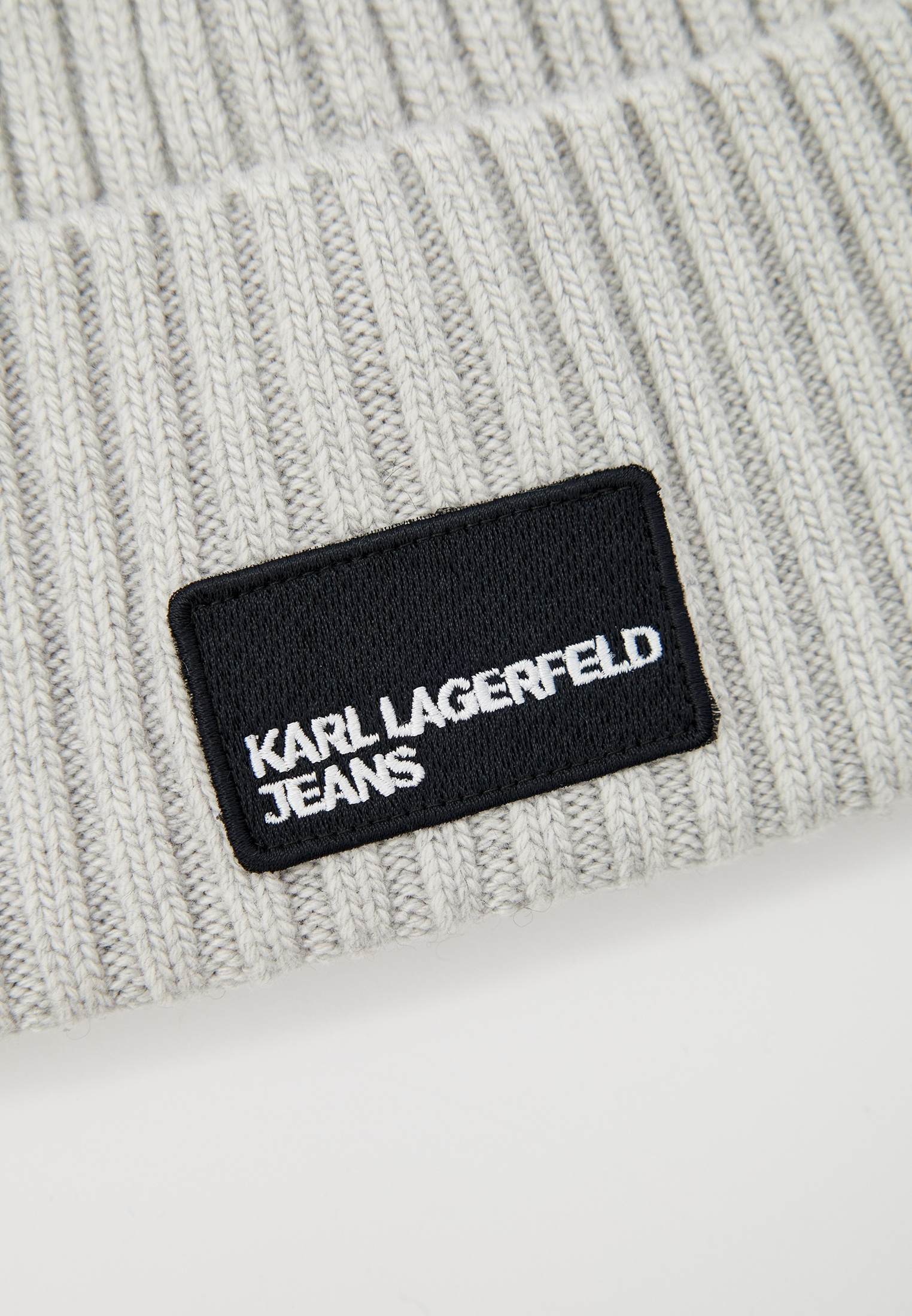 Шапка-бини KARL LAGERFELD JEANS для женщин, размер 56-60, серый меланж — фото 1