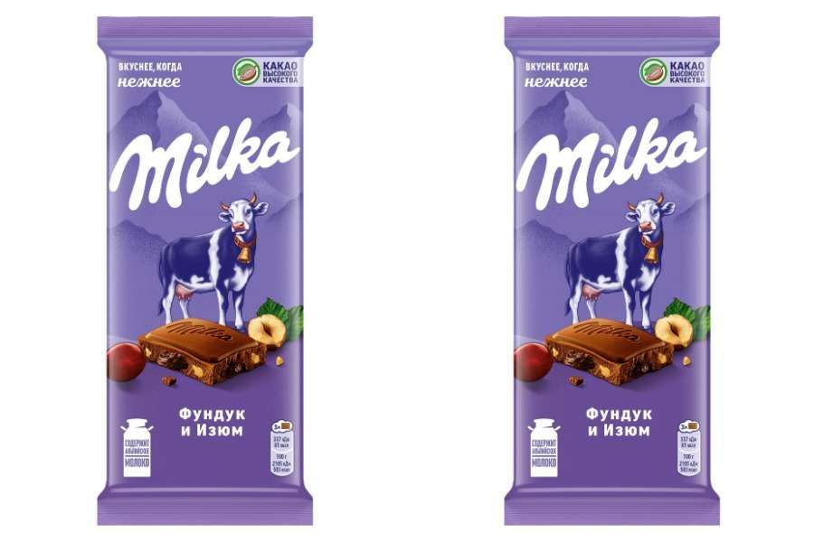 Милка молочный шоколад с Фундуком и Изюмом, 80 г, 2 шт
