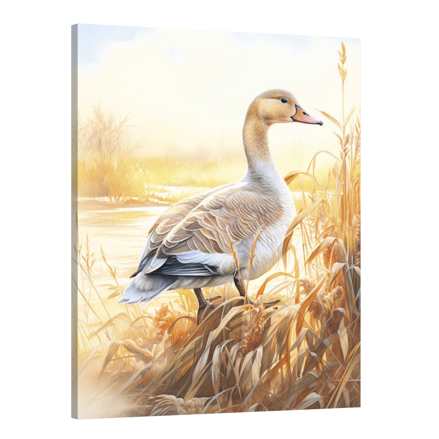 Интерьерная картина 50х70 "Гусь под золотым солнцем"