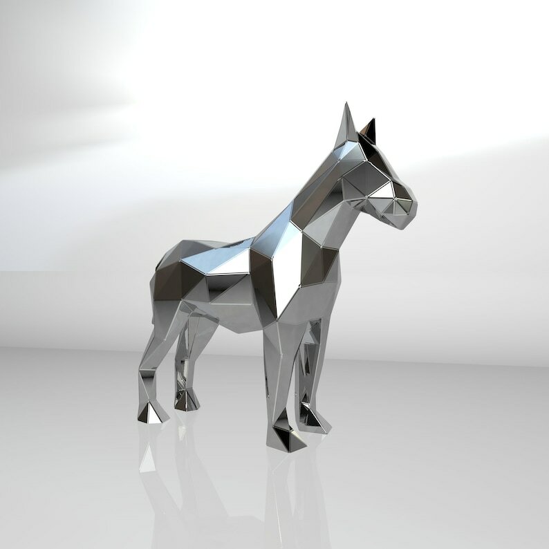 Полигональная фигура Мула , геометрический полигональный металлический декор интерьера