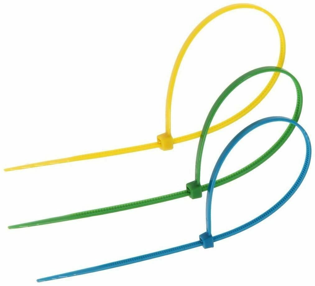 Хомут нейлоновый пластик, для стяжки, 2.5х200 мм, цветной, 15 шт