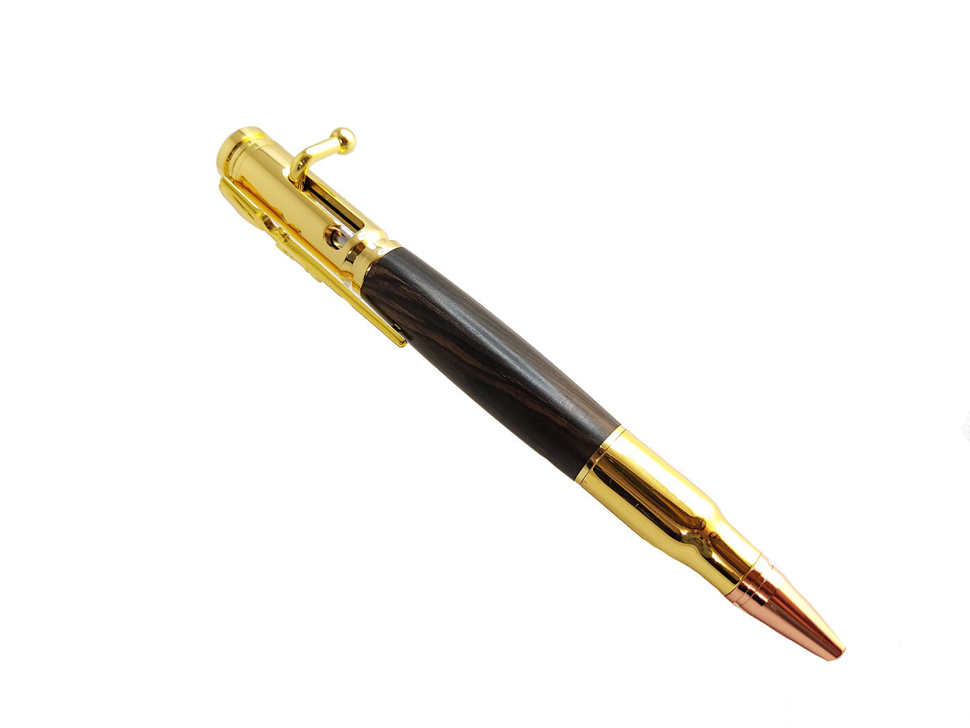 Ручка патрон для охотника золотая с черным деревом