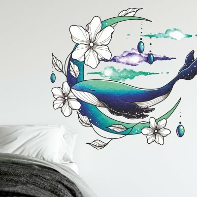 Наклейка интерьерная на стену «Лунный кит»