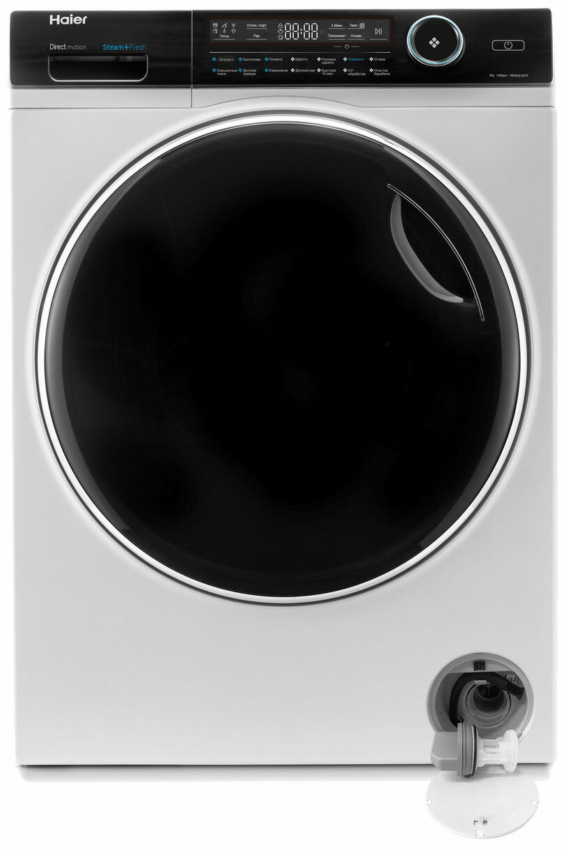 Стиральная машина Haier HW90-B14979, инверторный двигатель, фронтальная загрузка, белая