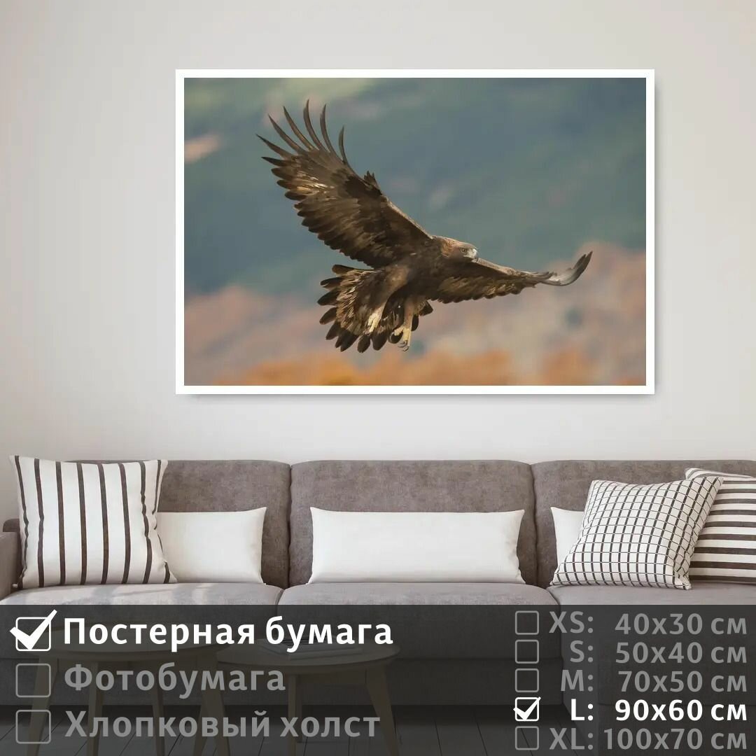 Постер на стену Парящий Орел В Небе 90х60 см ПолиЦентр