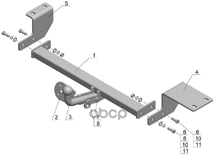 Фаркоп Geely MK седан 2008-2015 Тип шара: A. Нагрузки: 750/50 кг AvtoS арт. GL 01