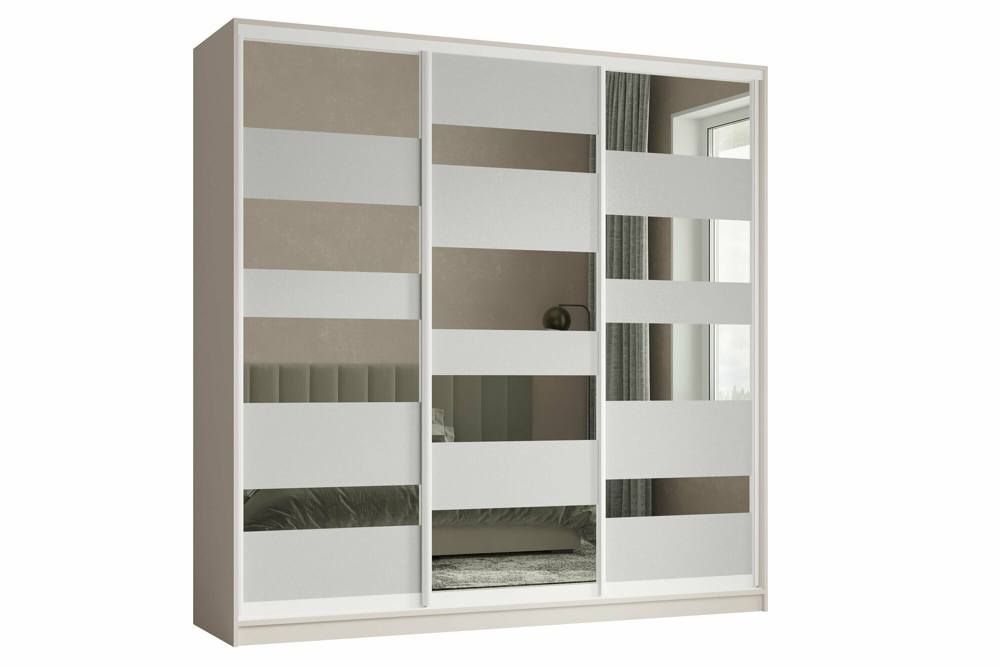 Шкаф купе, для одежды Дарден 3, Легкомаркет, с зеркалом серебро и пескоструйным рисунком 180х60х240, белье/платье, кашемир, профиль глянец белый