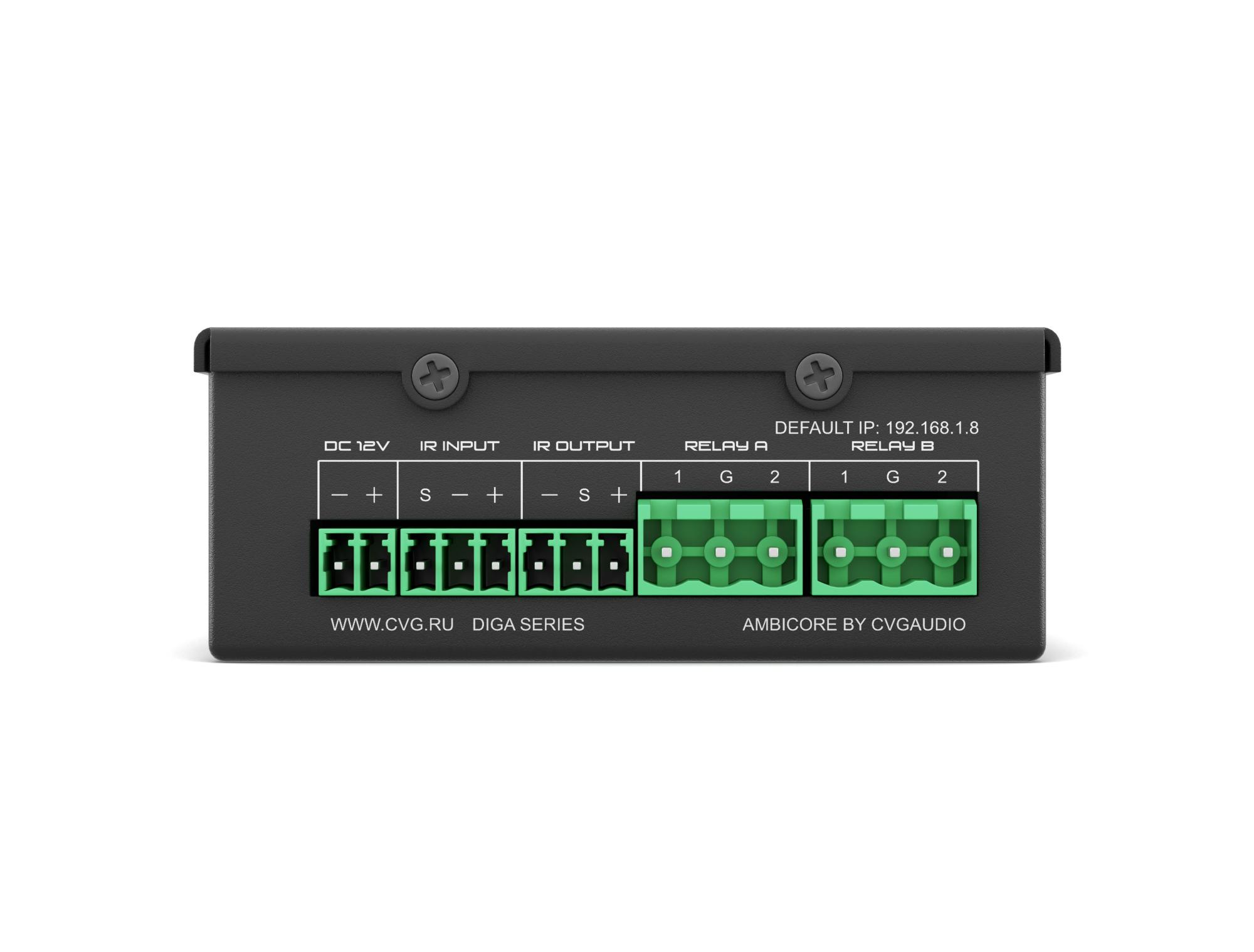 CVGAUDIO AMBICORE - Программируемый контроллер управления, исполнительный модуль, RS232, RS485/DMX512, 2xRelay, IR in/out, 2xlogic in/out, 5хTCP-IP соединений, PoE/БП12V-1A