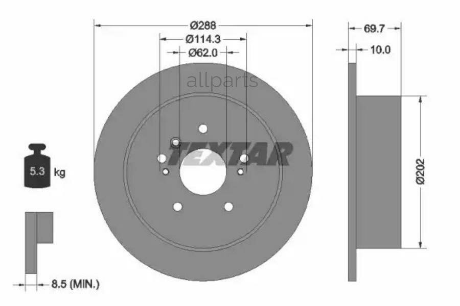 TEXTAR 92171603 Диск тормозной задний с покрытием PRO LEXUS/TOYOTA TEXTAR 92171603