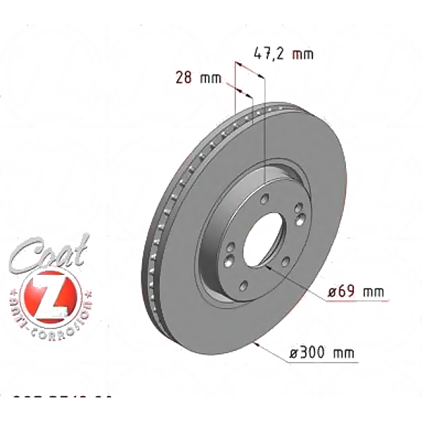 ZIMMERMANN 285.3518.20 (517120Z000 / 517122Y000 / 517123K150) диск торм hyu i30 / i40 / ix35 / Sonata (Соната) V 05-