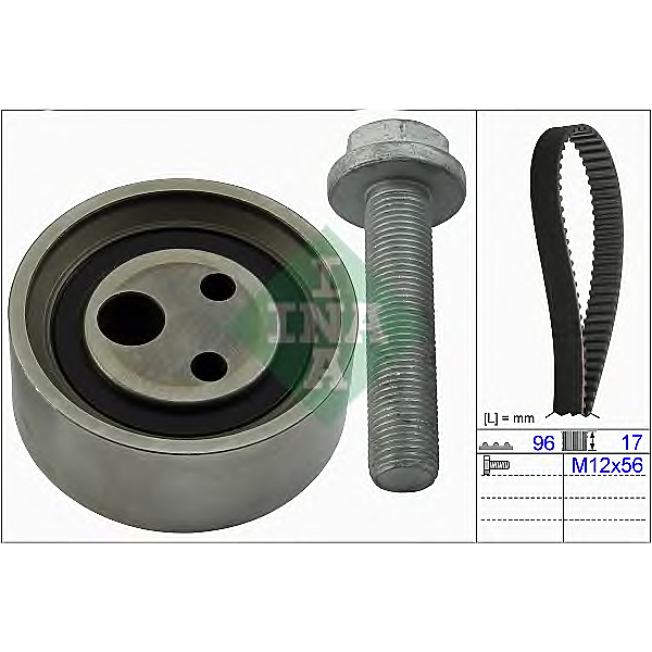 INA 530 0490 10 (0152KR / 026530049 / 026530049010) комплект грм Renault (Рено) 1.4 / 1.6i 1996 = (ролик 1шт+ремень 96x1