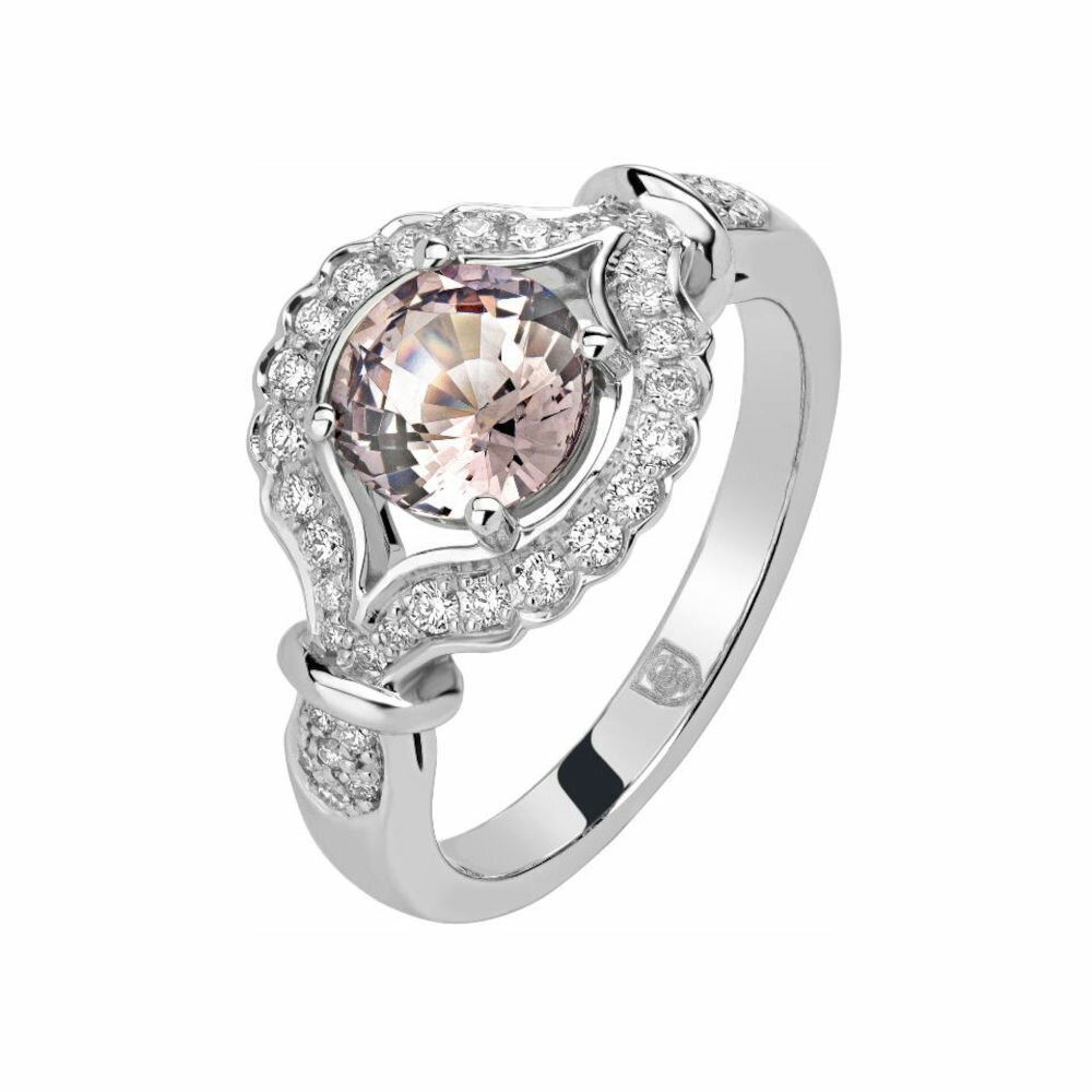 Кольцо, белое золото, 750 проба, бриллиант, шпинель