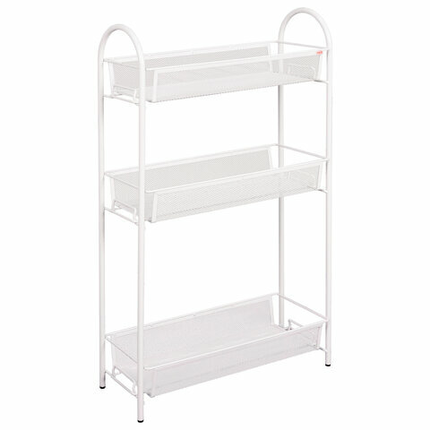Этажерка "Ладья-13" офисно-бытовая 3 яруса, металл, белая, 43х17х75,5 см, Э 399 Б