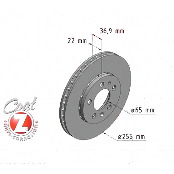 ZIMMERMANN 100.1246.20 (8Z0615301B / 8Z0615301D) диск торм Audi (Ауди) a2 1.4 / 1.6fsi / 1.4tdi 00-05 пер вент