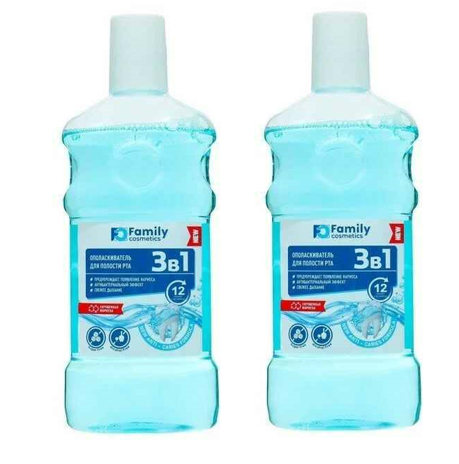 Ополаскиватель для полости рта Family Cosmetics, 3 в 1,500 мл, 2 шт