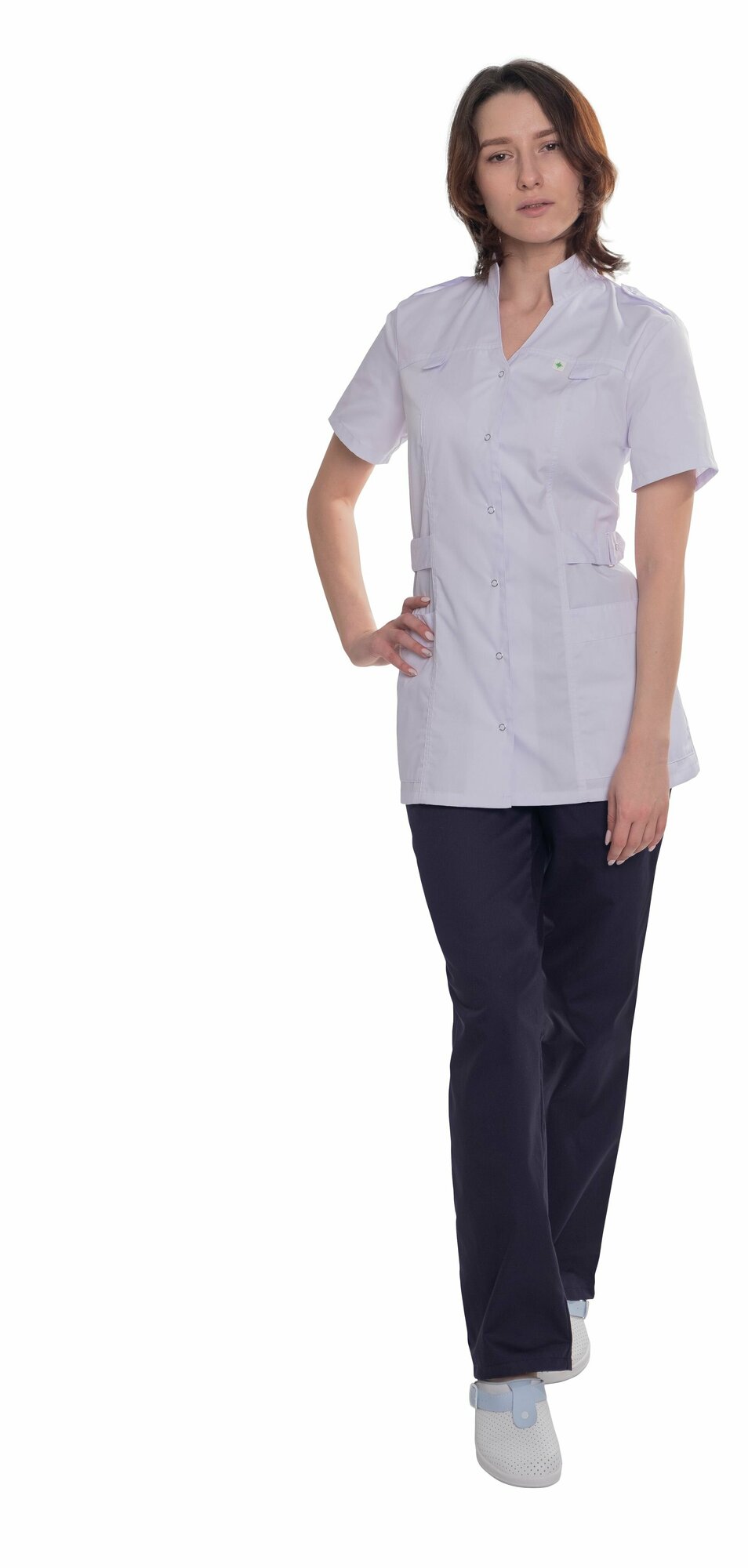 Медицинская куртка Мила / 158-164/54/белый / медицинская блузка женская / медицинская рубашка/ / блузка для массажиста / куртка для мастера / униформа женская