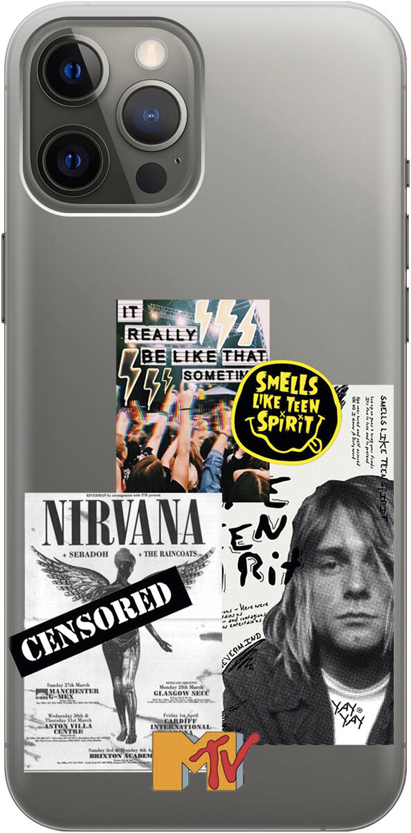 Силиконовый чехол на Apple iPhone 12 Pro Max / Эпл Айфон 12 Про Макс с рисунком "Nirvana"