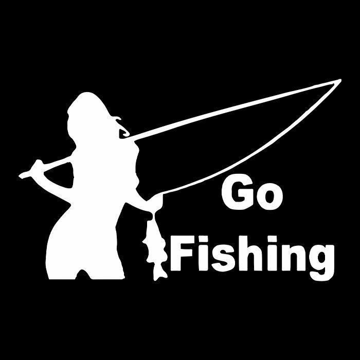 Наклейка на авто 20x13 Go fishing (с девушкой)