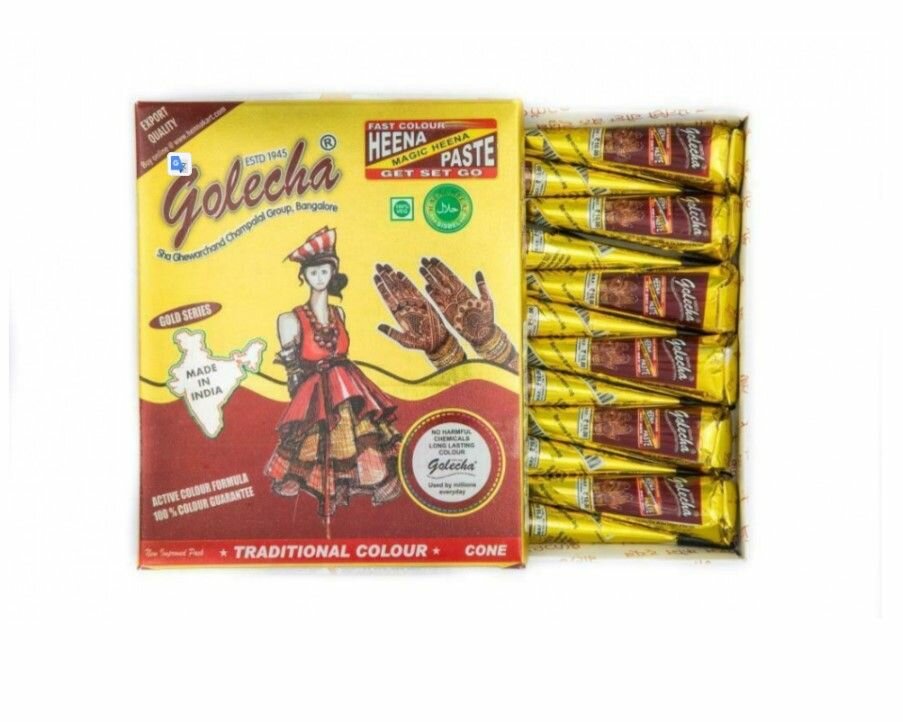Хна коричневая для мехенди Голеча Golecha Mehendi Brown, набор 12 шт. по 25 гр.