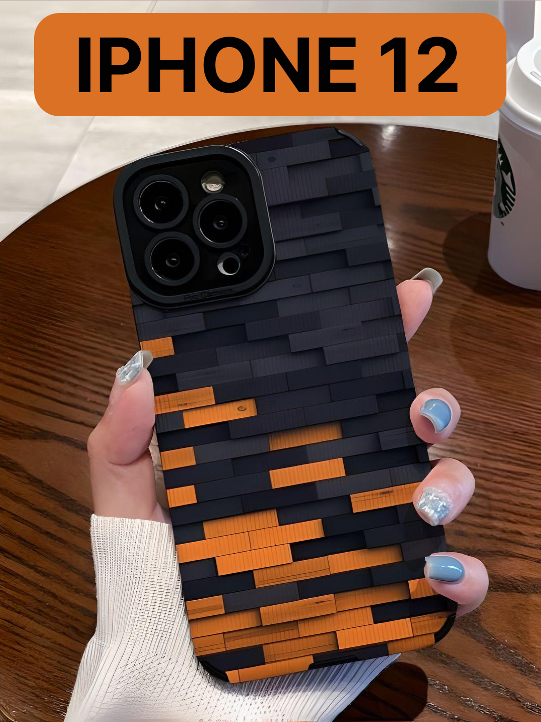 Защитный чехол на айфон 12 силиконовый противоударный бампер для Apple iphone 12 с защитой камеры, чехол на iphone 12, оранжевый/угольный