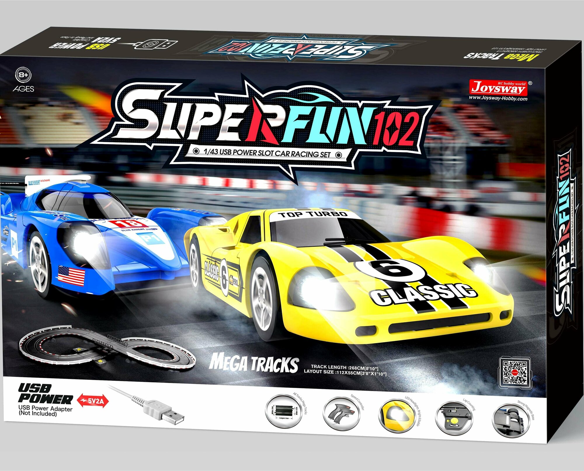 Гоночный трек с машинами на пульте управления, с фарами, контроль скорости, счет кругов - JS9102