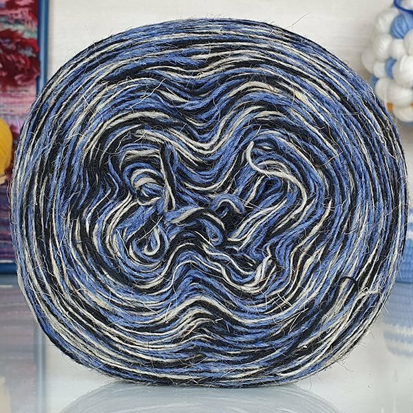 Пряжа Рассказовская ангорка меланж 23-3 черн/гол/св. серый (2 мотка)