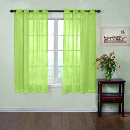 Короткий тюль на люверсах цвет салатовый Цена за -2 шт. КОР-ЛЮВ-1 шир. ( 135 см выс. 180см)