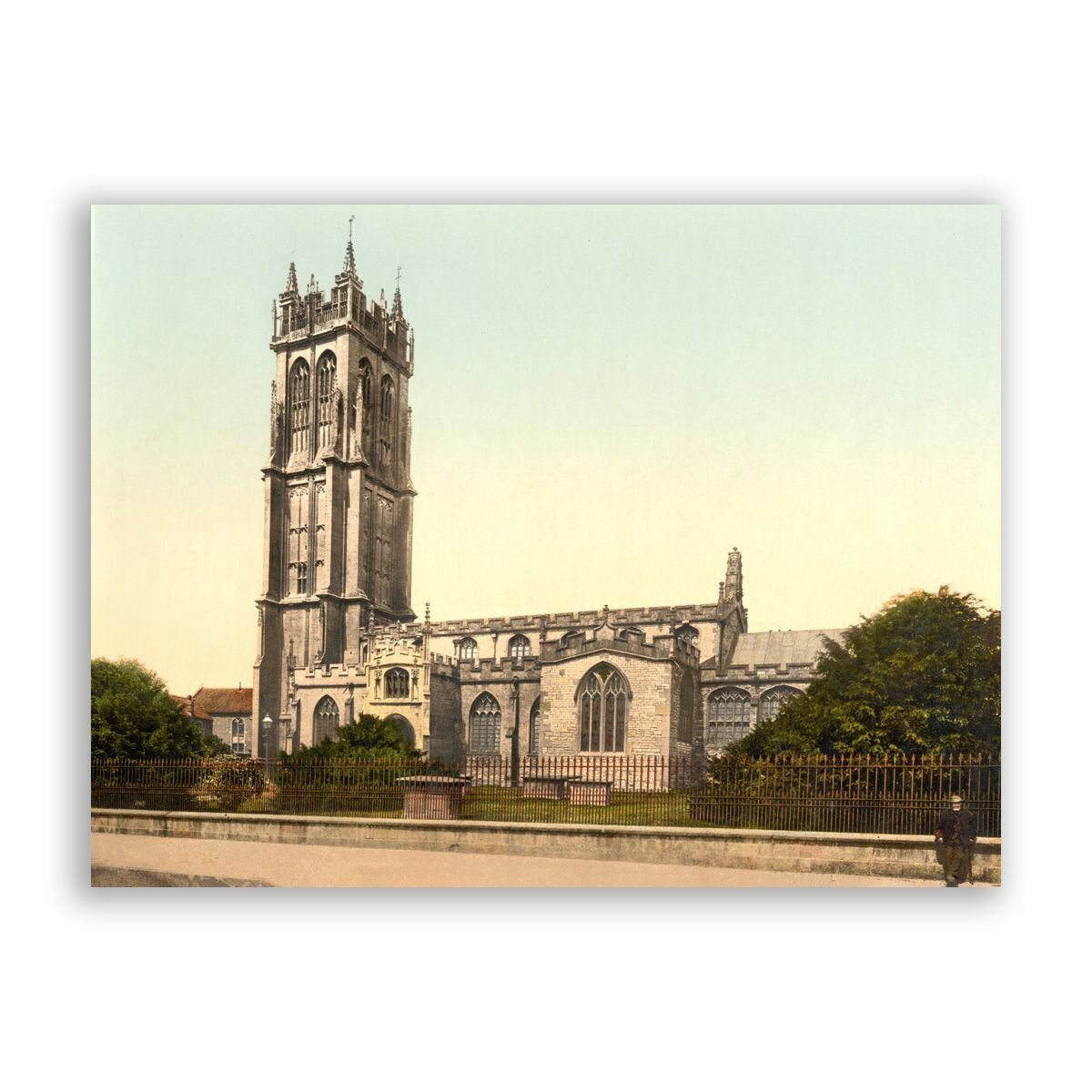 Постер, плакат на бумаге / St. Johns Church, Glastonbury, England / Размер 40 x 53 см