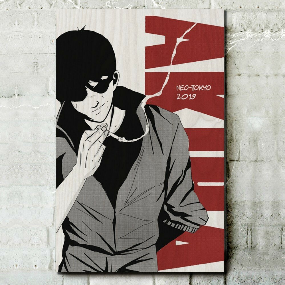 Картина интерьерная на дереве аниме Акира (Akira, байк, Шотаро Канеда, мотоцикл) - 14316 В