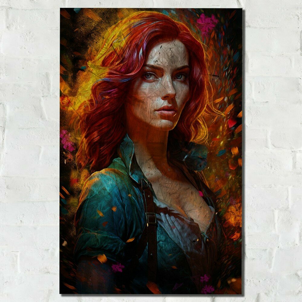 Картина интерьерная на рельефной доске игра Ведьмак 3 (Трисс, Witcher 3, PS, PC, XBOX, SWITCH) - 13594 В