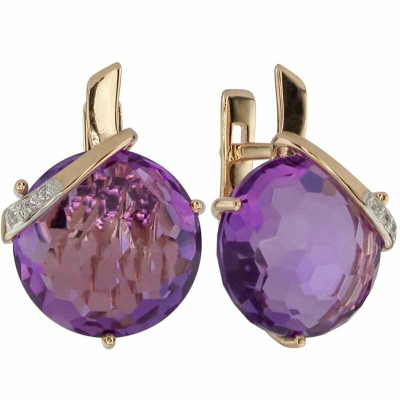 Серьги ALORIS, красное золото, 585 проба, аметист
