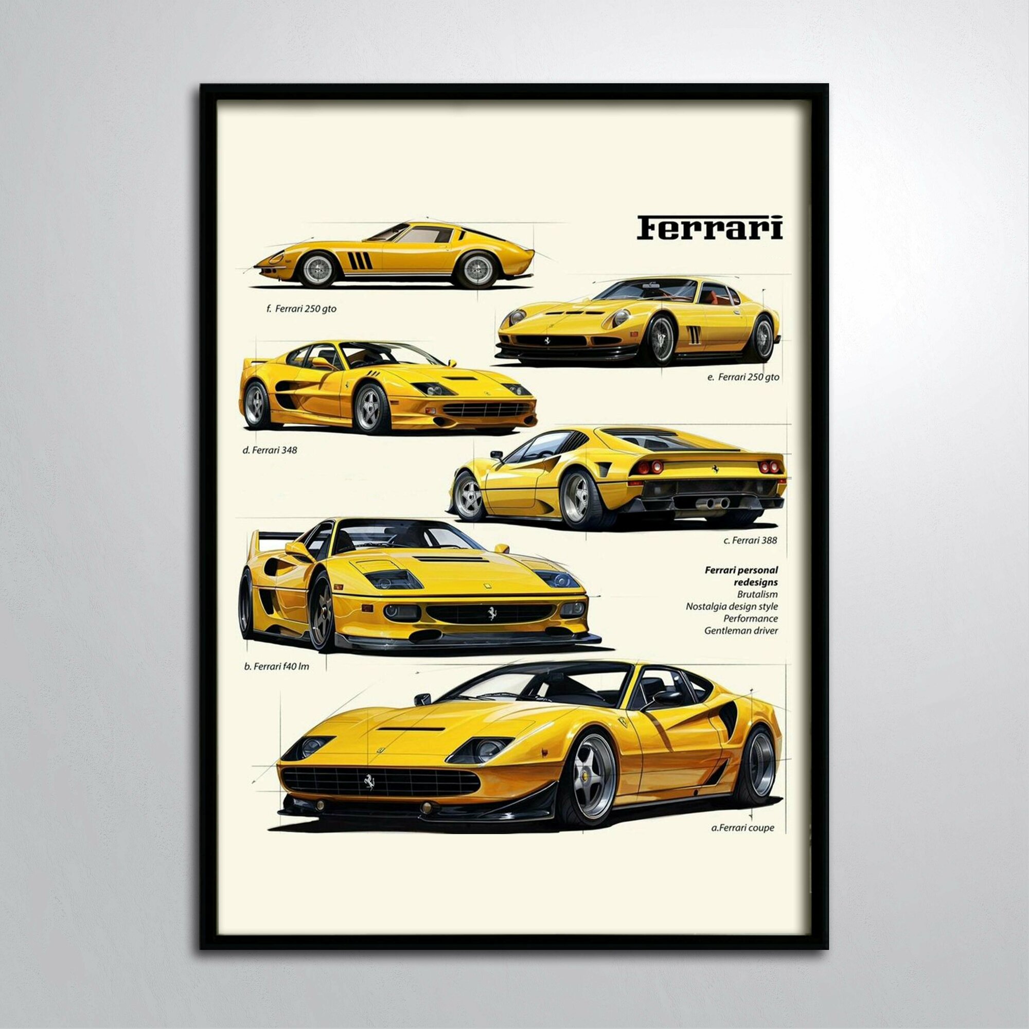 Постер в раме/Интерьер/Авто/Дизанерский коллаж Ferreri Феррари История