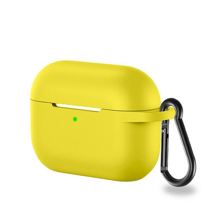 Силиконовый чехол тонкий с карабином для Apple AirPods Pro желтый