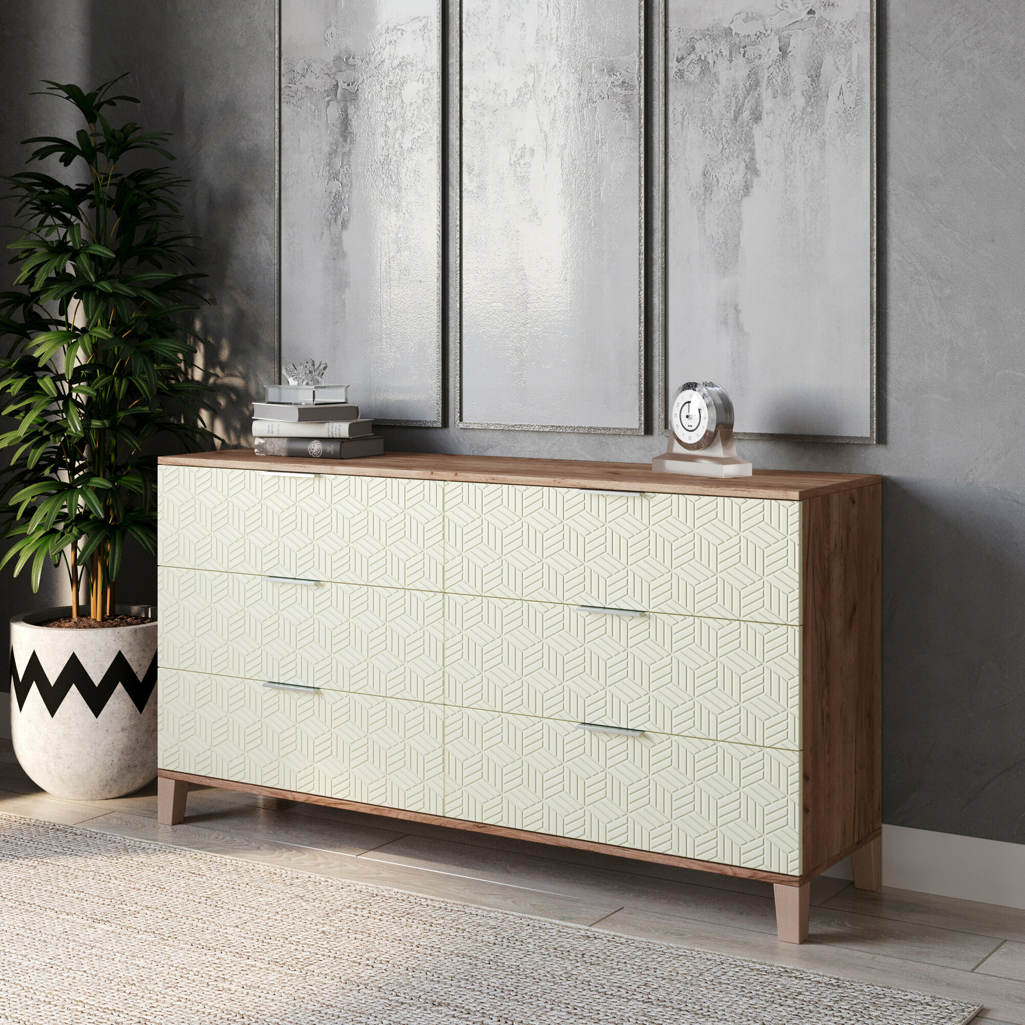 Комод для одежды, под телевизор, большой, в прихожую, на ножках, Марвин - 7 Тирамису, 140х80х40 см