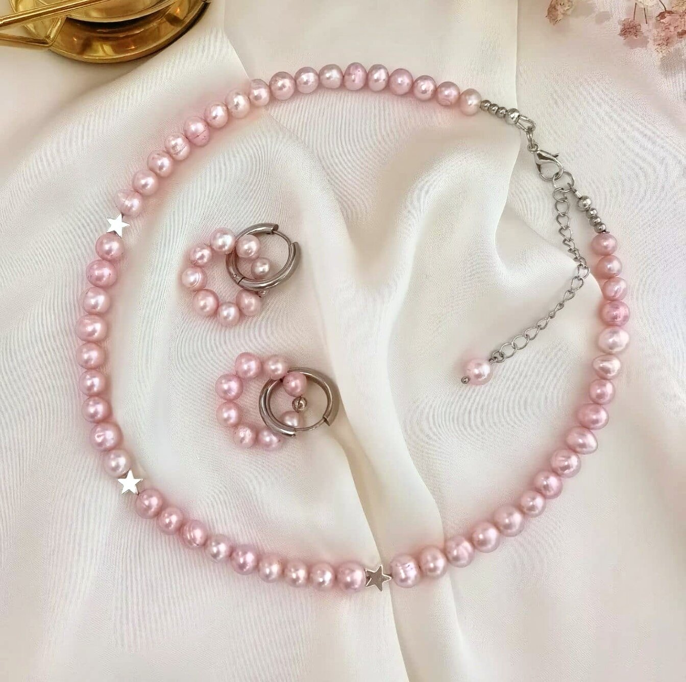 Комплект бижутерии: серьги, колье, жемчуг культивированный