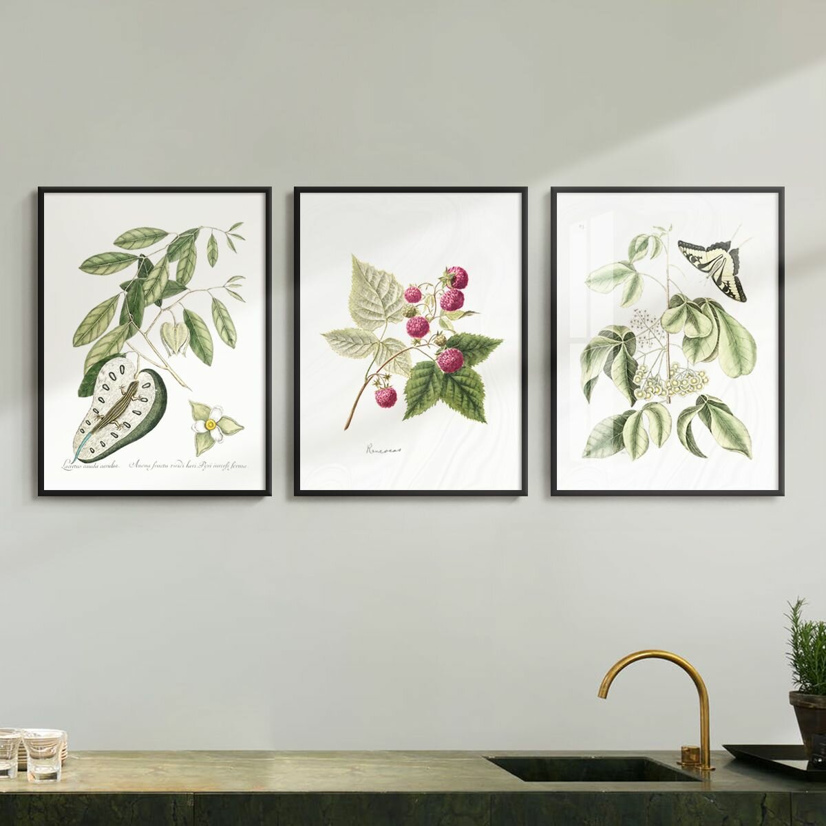 Постер 3 шт 40х50 без рамки "Растения в саду" набор картин для интерьера