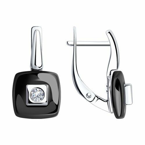 Серьги, серебро, 925 проба, родирование, керамика