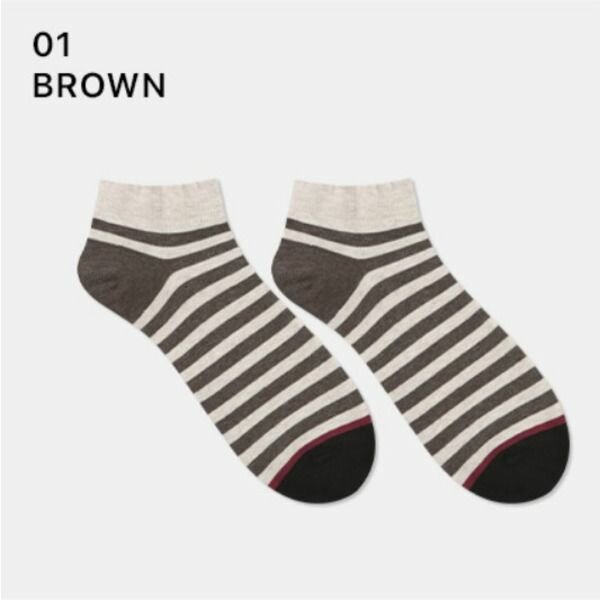 Носки Носки мужские короткие, коричневые в полоску, размер 39-44, (M-S-057-01)ADULTS, A TYPE