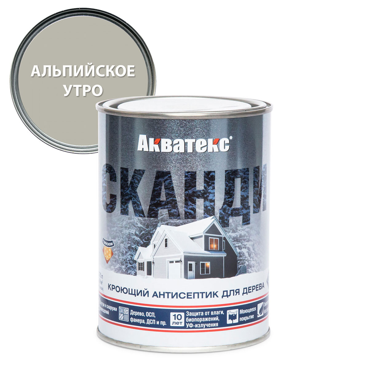 Антисептик Акватекс Сканди для древесины кроющий акриловый полуматовый альпийское утро 2,5л