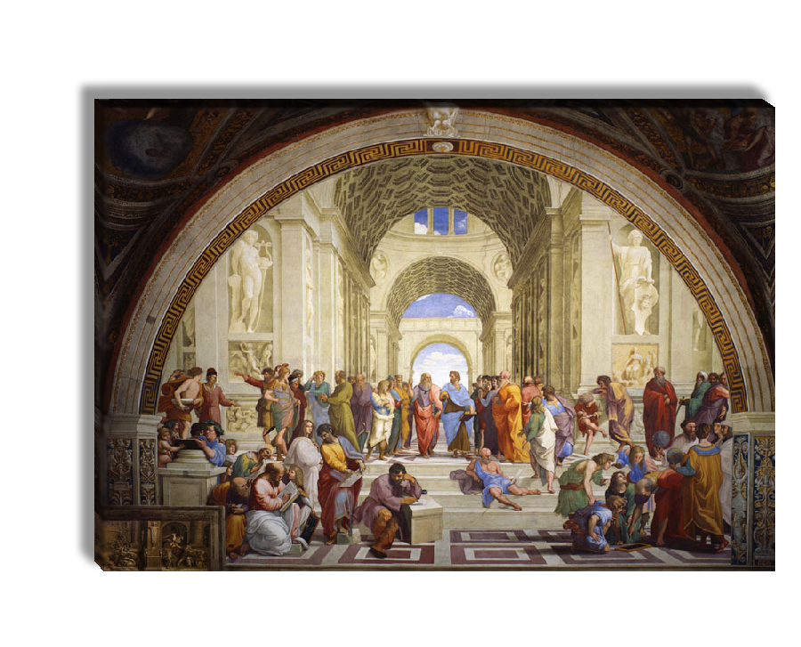 Картина для интерьера "Афинская школа", художник Рафаэль Санти, печать на холсте (43х30 см / на подрамнике)
