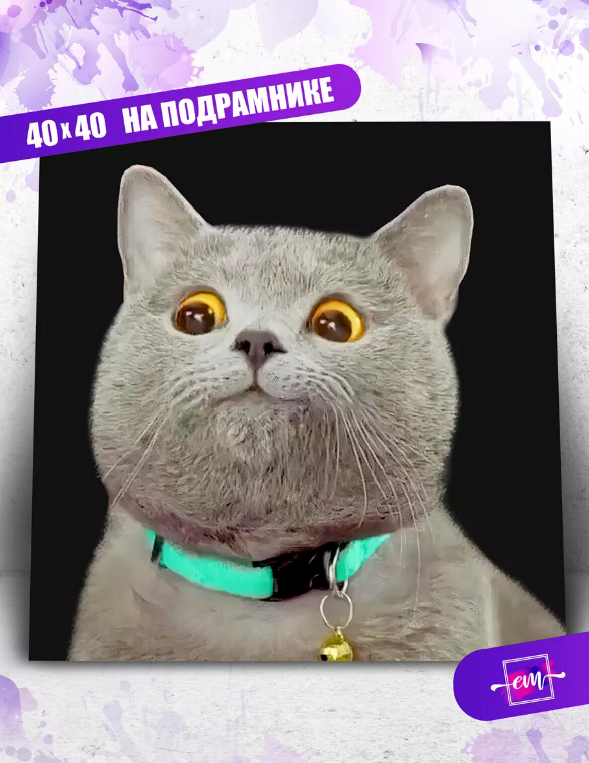 Картина по номерам "Удивленный кот" мем 40х40